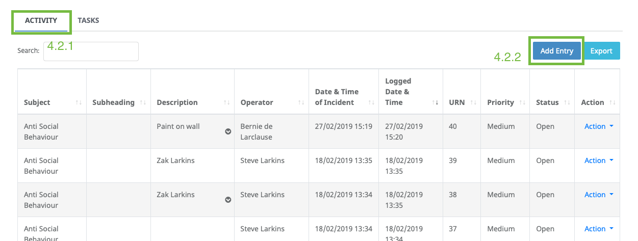 Activity Log Support – Verifi Eidos