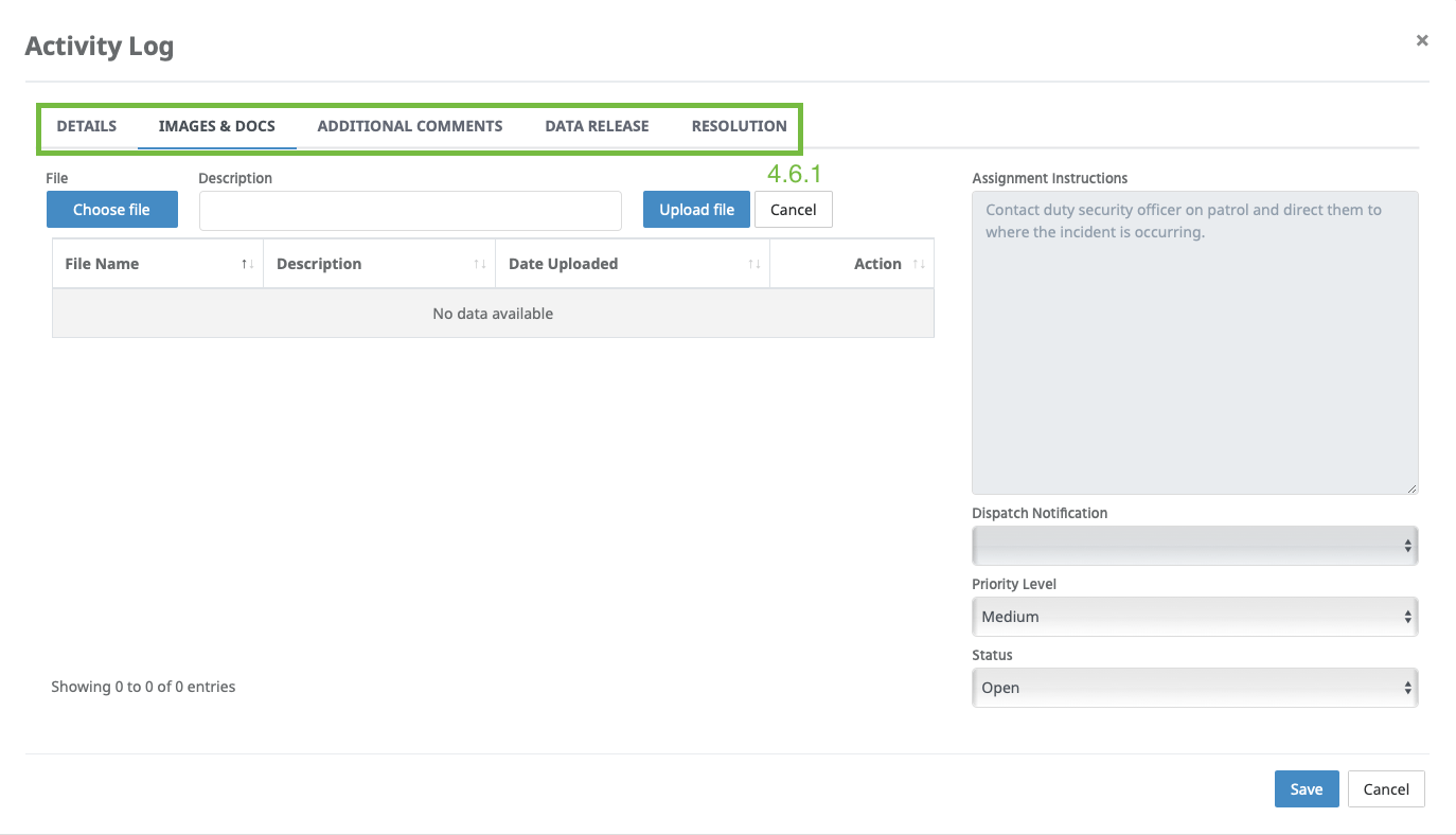 Activity Log Support – Verifi Eidos